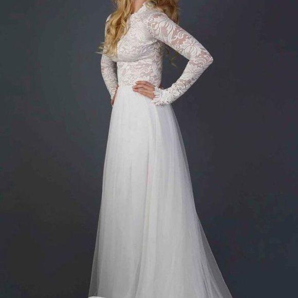 June Bridals | Dresses | June Bridals White Tulle Lace Chiffon Bridal ...